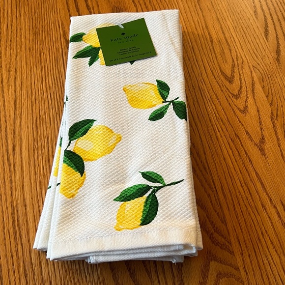 kate spade | Kitchen | Nwt Kate Spade Set Of 3 Lemon Kitchen Towels ...